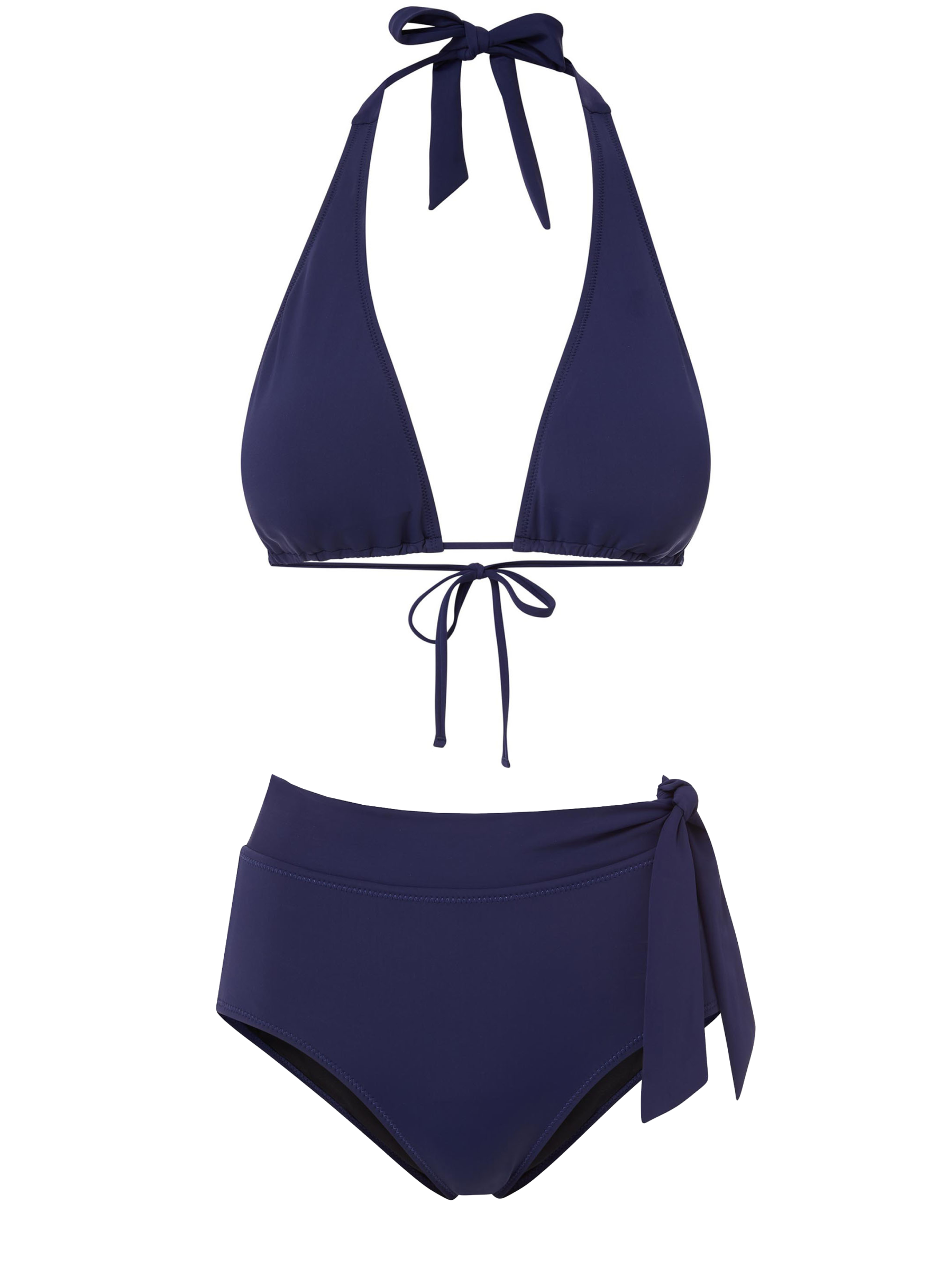 Allison Top + Side Tie High Waist in Navy Satin – Change of Scenery