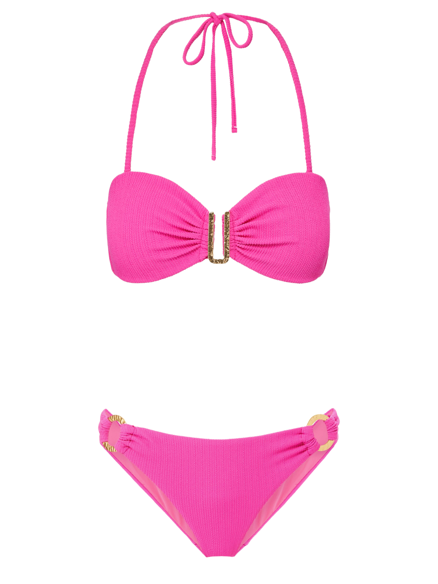 Cindy Top + Ring Trim Bottom in Shocking Pink Texture – Change of Scenery