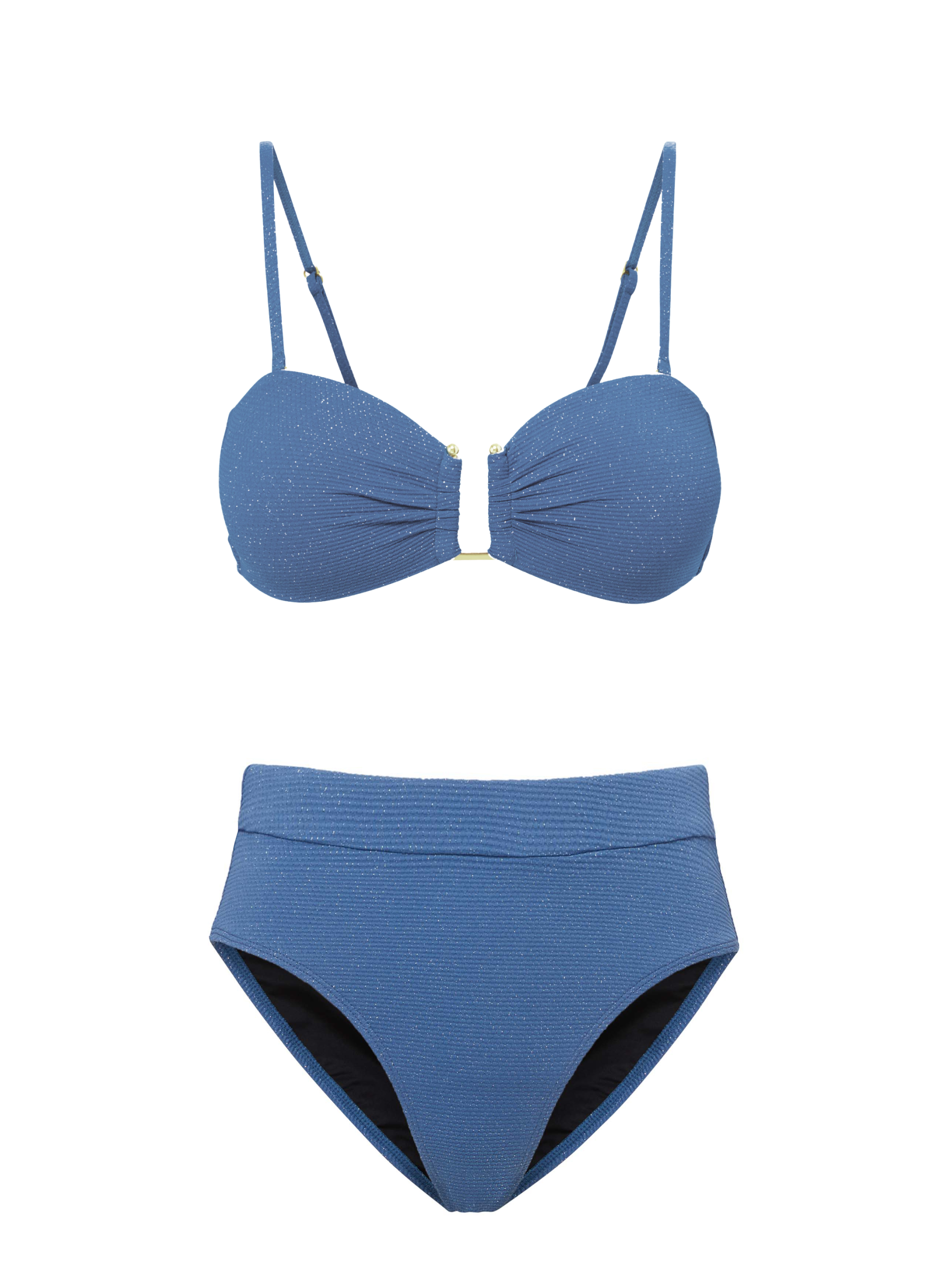 Gina Top + Hi Leg Hi Waist Bottom in Steel Blue Metallic – Change of ...