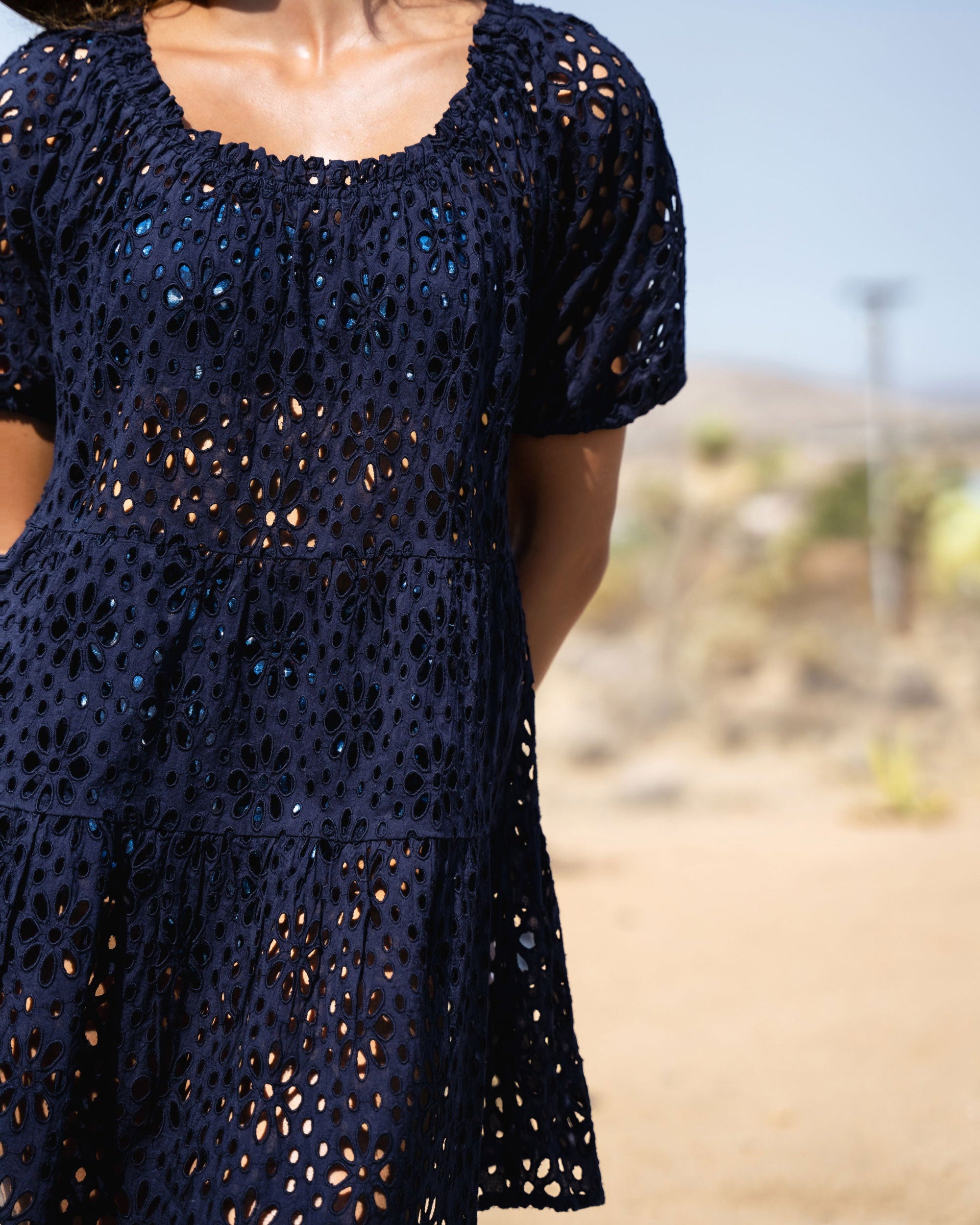 Kelly Dress in Navy Seaside Eyelet | CHANGE OF SCENERY – Change of Scenery