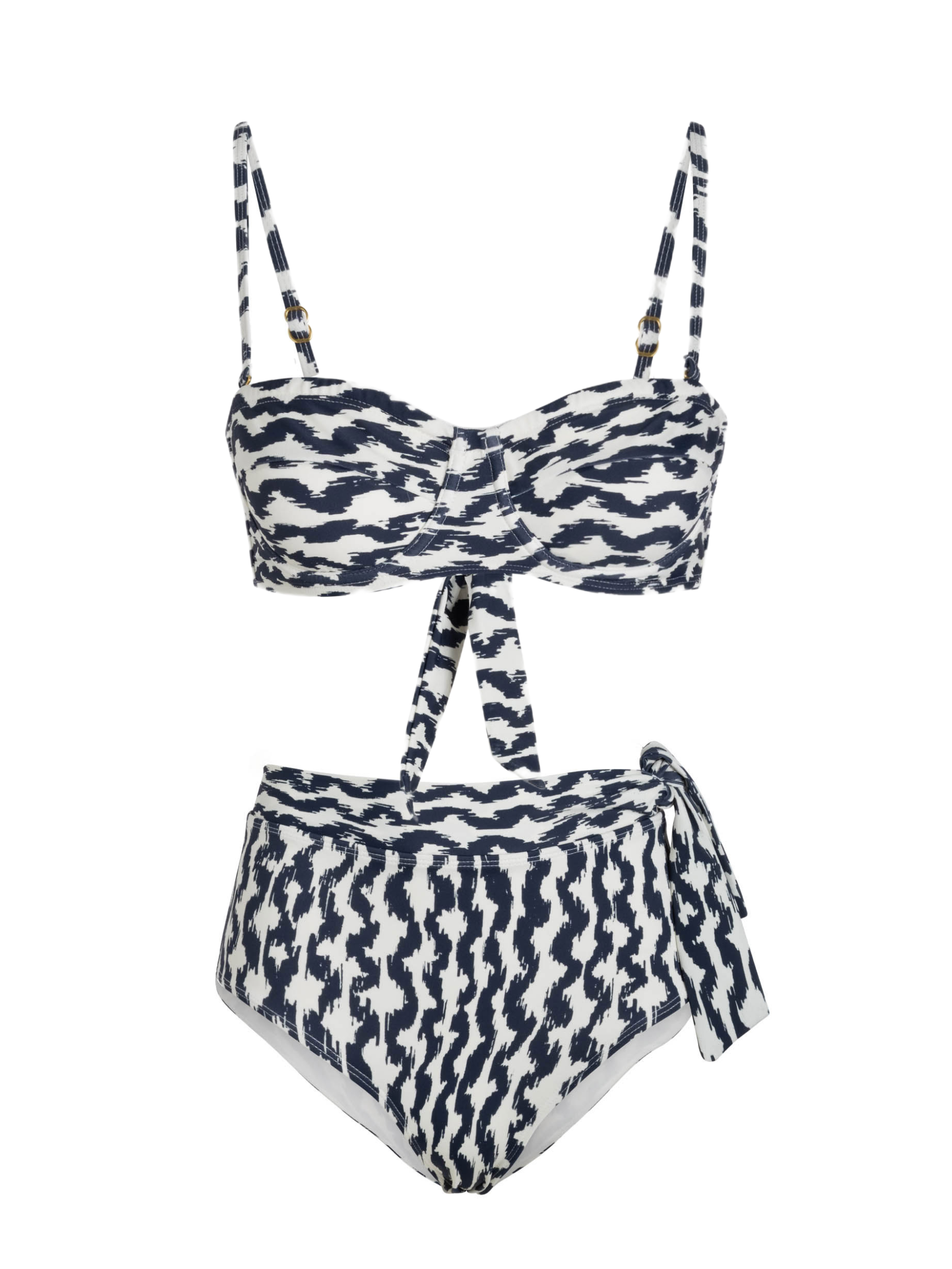 Nellie Top + Side Tie High Waist Bottom In Elysia Waves – Change of Scenery